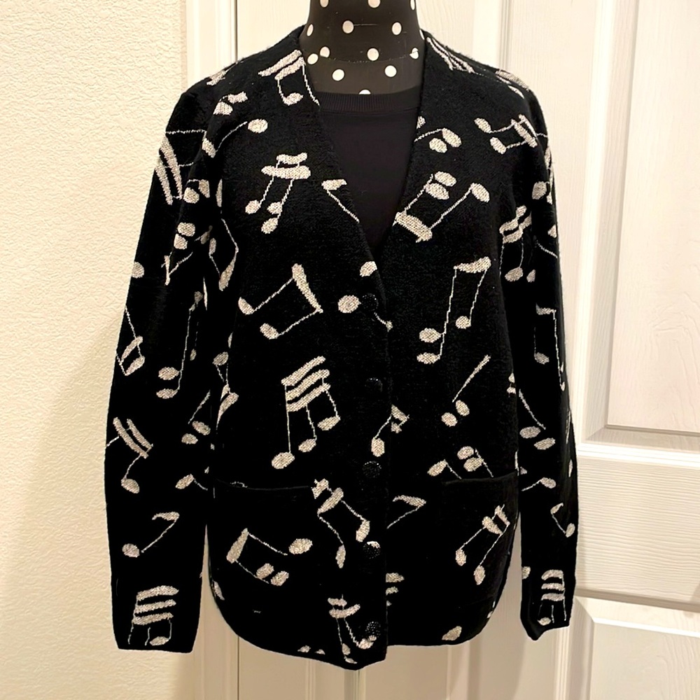Saint Laurent Paris Music Notes Sweater Cardigan - Gem